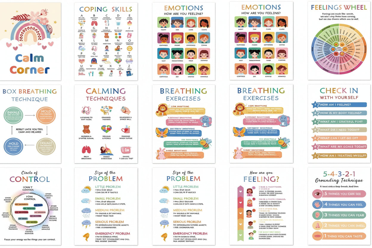 Kids Calm Corner Posters | Feelings Charts & Coping Skills for ...